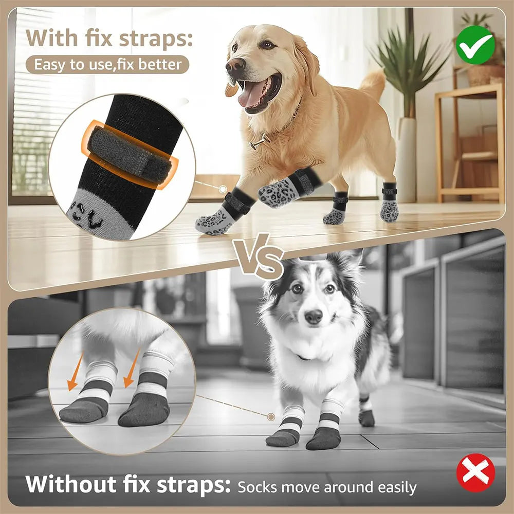 4-Pack Double-Sided Anti-Slip Dog Socks – Paw Protection & Floor Safet ...