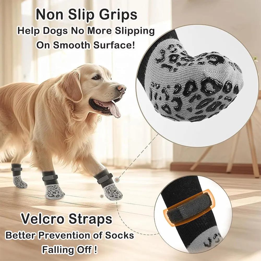 4-Pack Double-Sided Anti-Slip Dog Socks – Paw Protection & Floor Safet ...